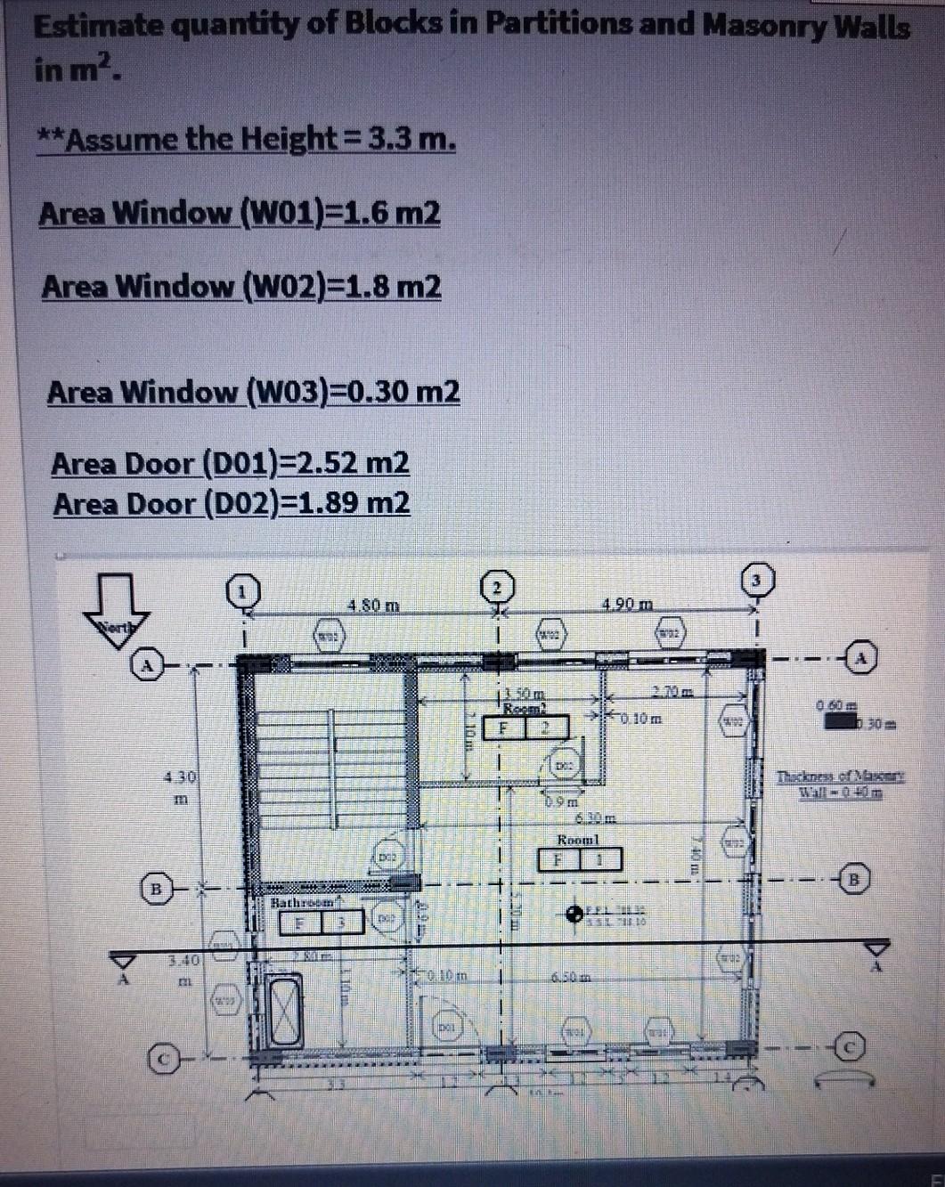Solved Estimate quantity of Blocks in Partitions and Masonry | Chegg.com