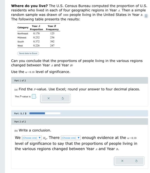 Solved Where do you live? The U.S. Census Bureau computed | Chegg.com