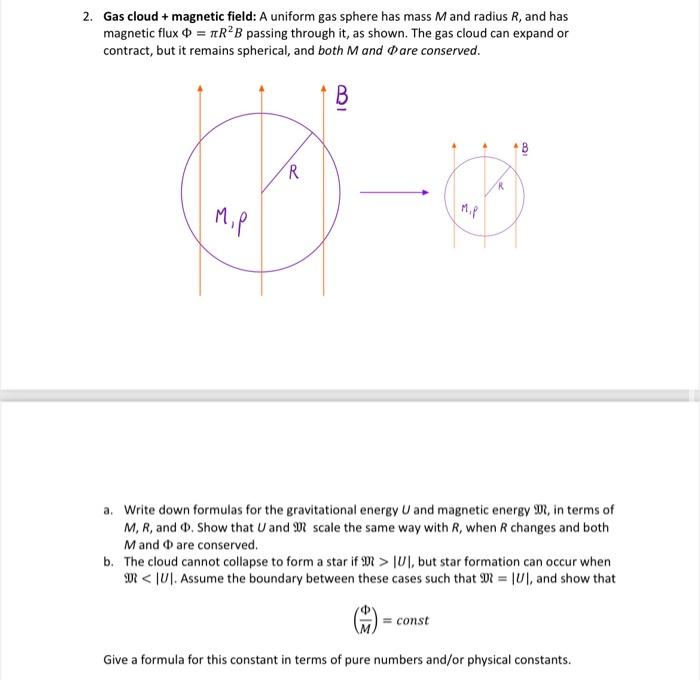 Solved 2. Gas cloud + magnetic field: A uniform gas sphere | Chegg.com