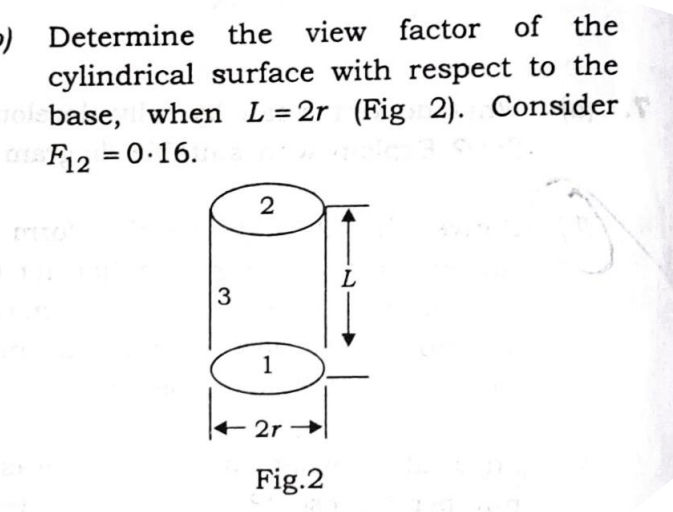 Solved Determine the view factor of the cylindrical surface | Chegg.com