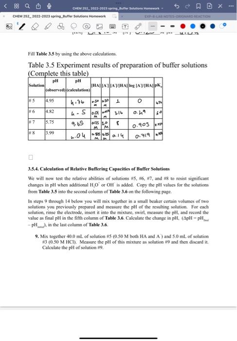 Fill Table 3.5 by using the above calculations. Table | Chegg.com