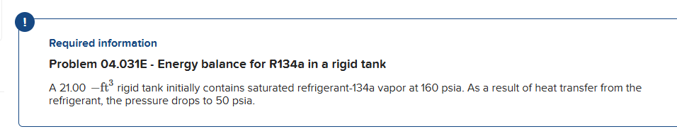 Solved Required informationProblem 04.031E - ﻿Energy balance | Chegg.com