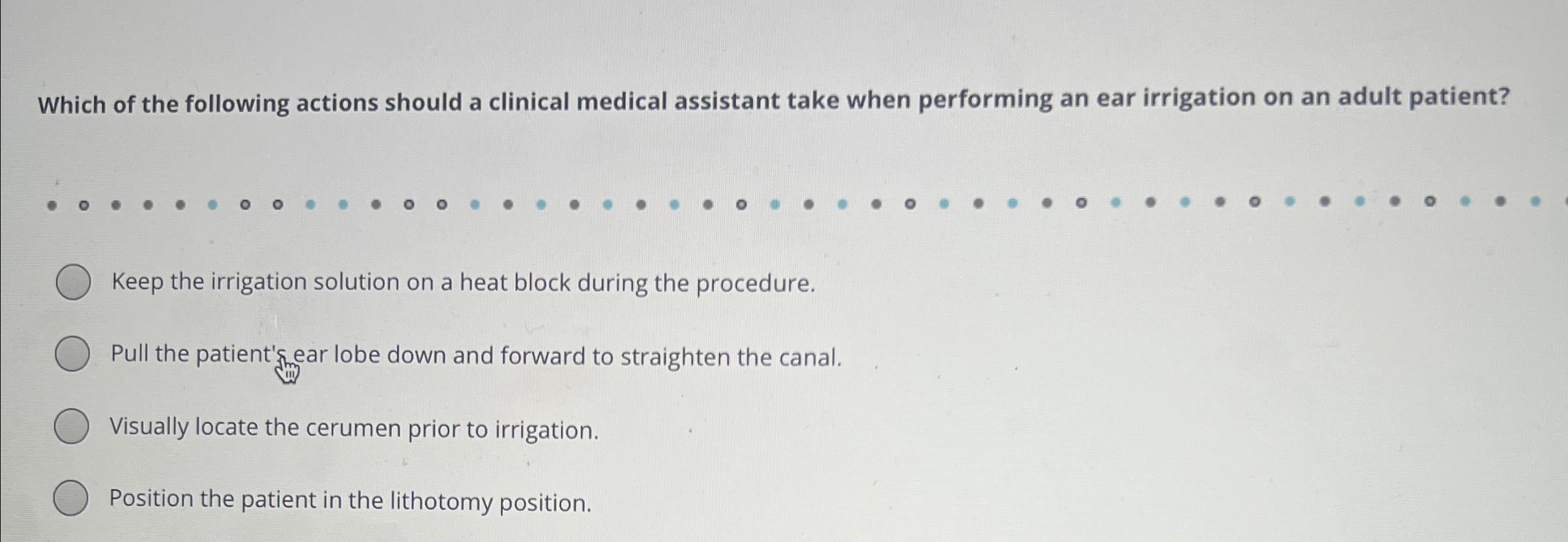 Solved Which of the following actions should a clinical | Chegg.com