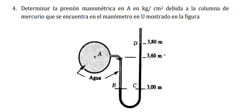 Solved Determinar la presión manométrica en A ﻿en kgcm2 | Chegg.com