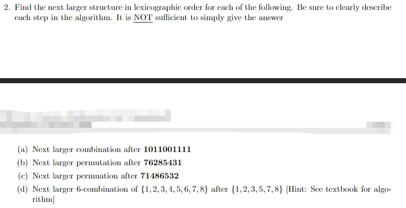 Solved Find The Next Larger Structure In Lexicographic Order