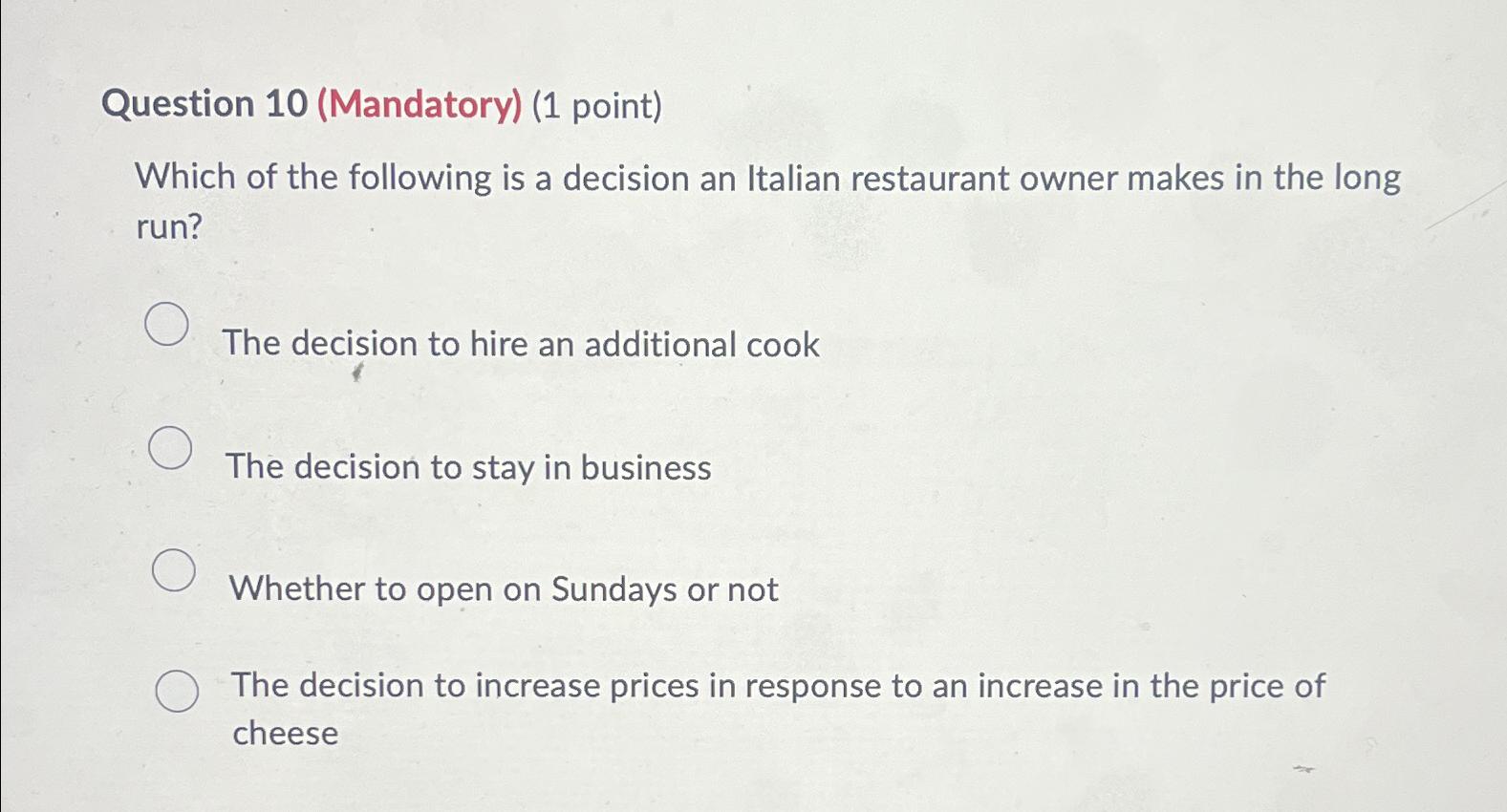Solved Question 10 Mandatory 1 ﻿point Which Of The