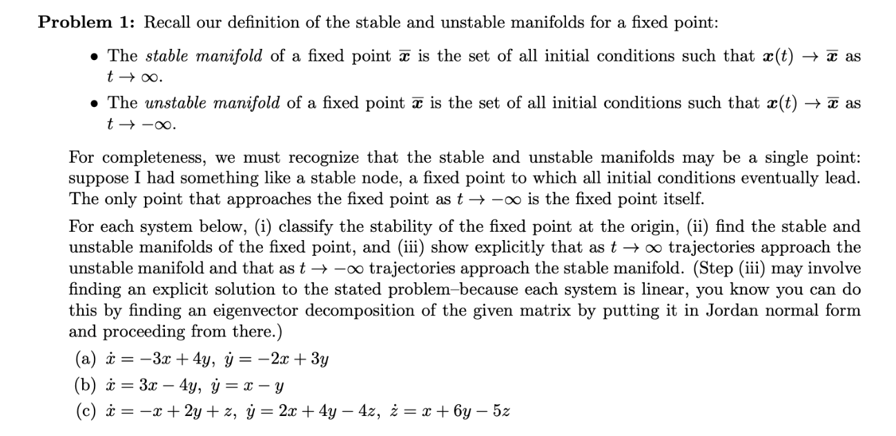 Solved Problem 1: Recall our definition of the stable and | Chegg.com