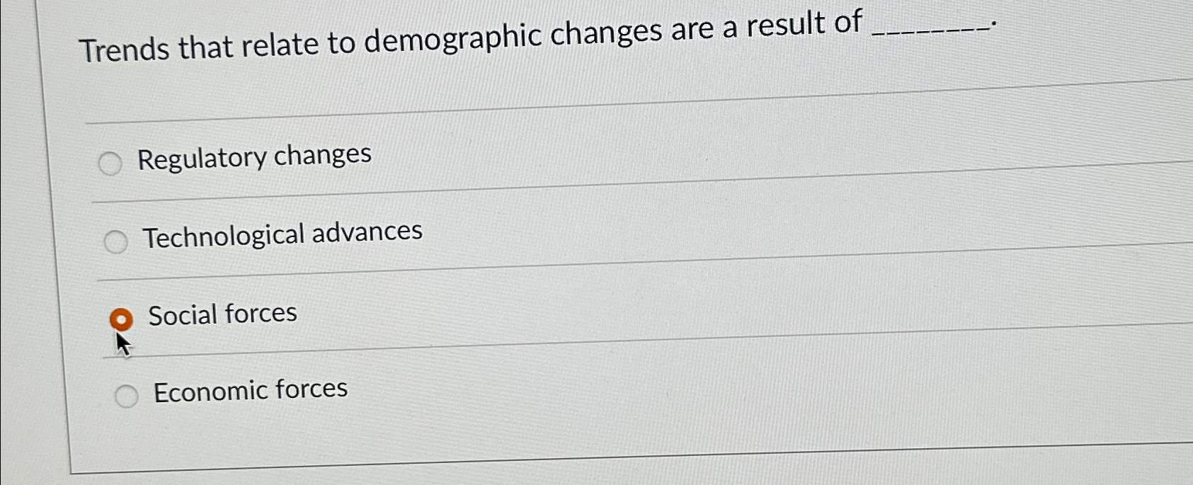 Solved Trends that relate to demographic changes are a | Chegg.com
