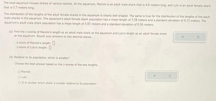 Solved The local aquarium houses sharks of various species. | Chegg.com Solved The local aquarium houses sharks of various species. | Chegg.com