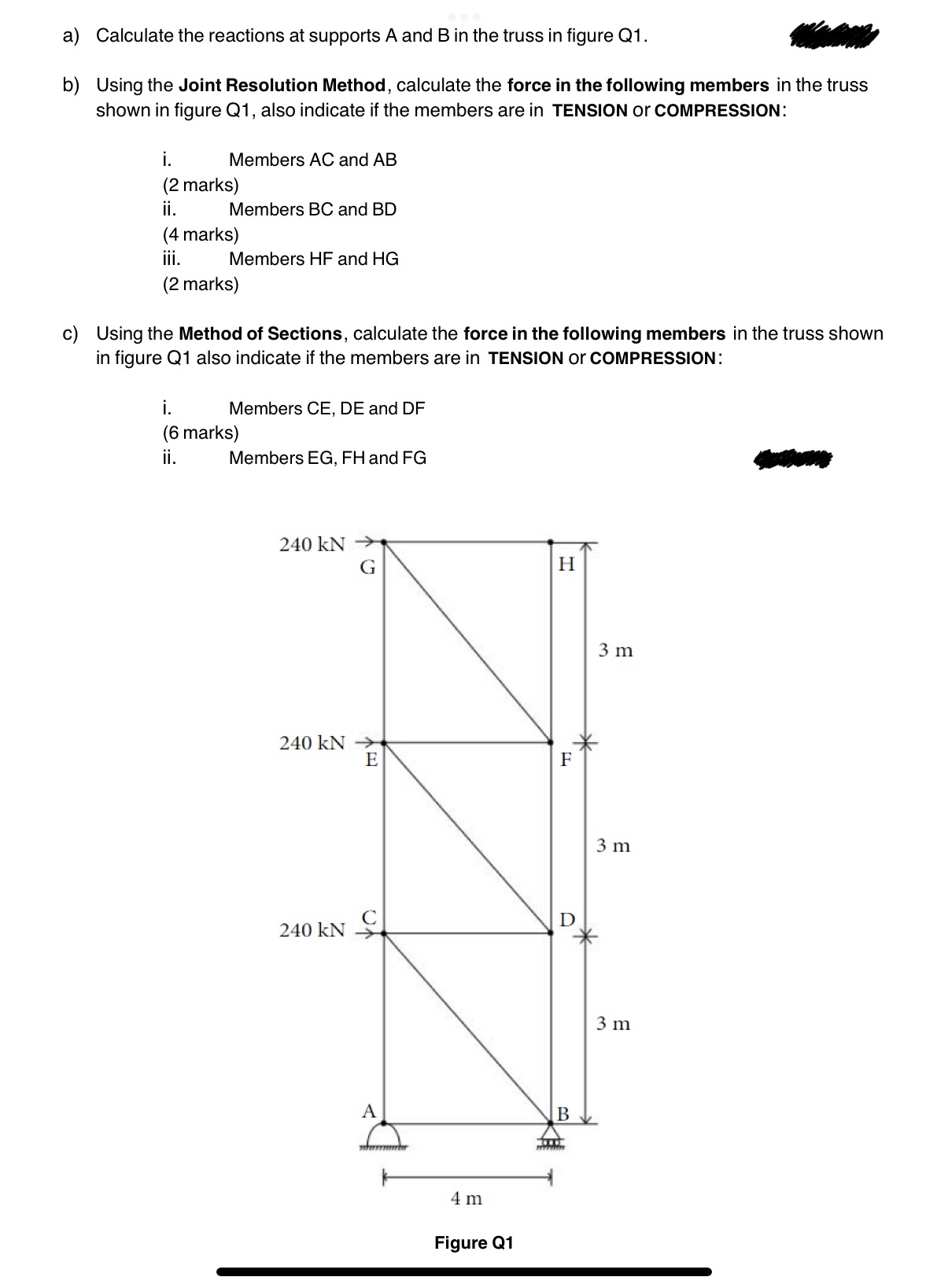 Solved a) ﻿Calculate the reactions at supports A and B ﻿in | Chegg.com