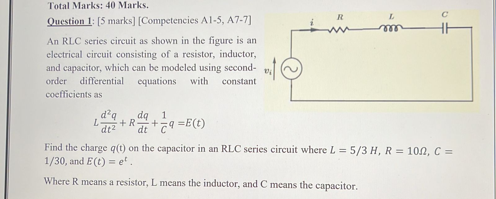 Solved Total Marks: 40 ﻿Marks.Question 1: [5 | Chegg.com