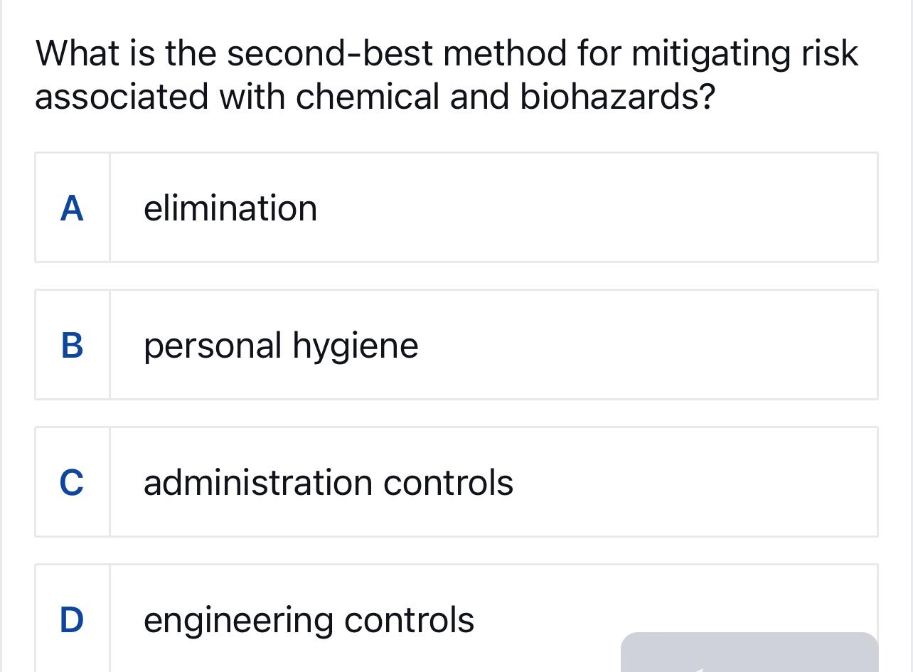 Solved What is the second-best method for mitigating risk | Chegg.com