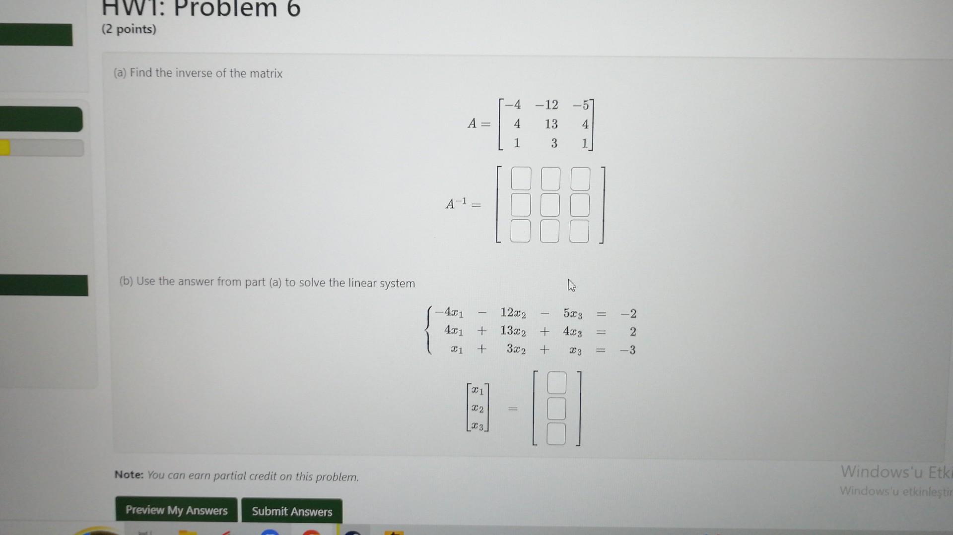 Solved (a) Find the inverse of the matrix | Chegg.com