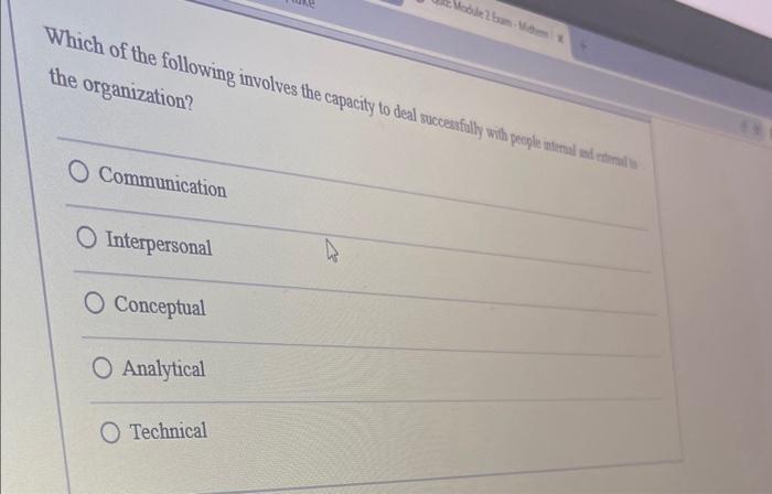 Solved Which of the following involves the capacity to deal | Chegg.com