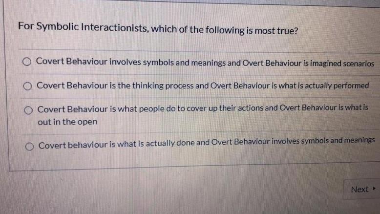 Solved For Symbolic Interactionists, which of the following | Chegg.com