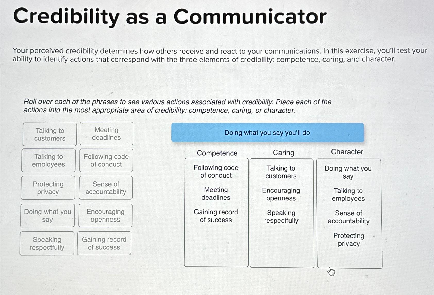 Solved Credibility as a CommunicatorYour perceived | Chegg.com