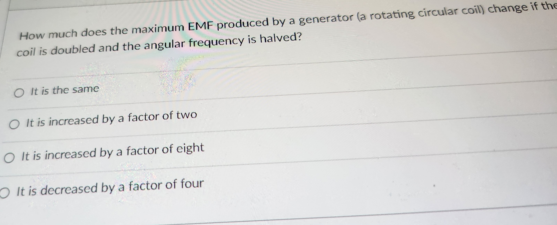 Solved How much does the maximum EMF produced by a generator | Chegg.com
