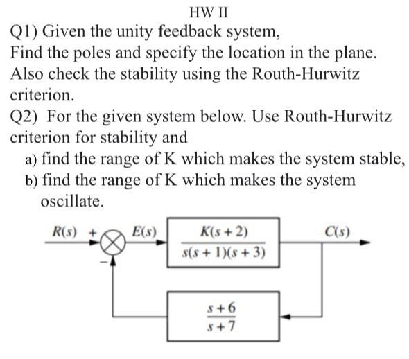 Solved Q1) Given the unity feedback system, Find the poles | Chegg.com