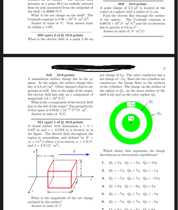 Solved intensity at a point 29.5 cm radially outward 009 | Chegg.com