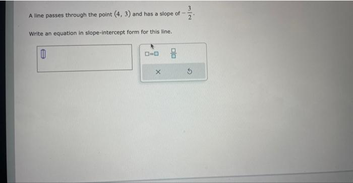 Solved A line passes through the point (4,3) and has a slope | Chegg.com