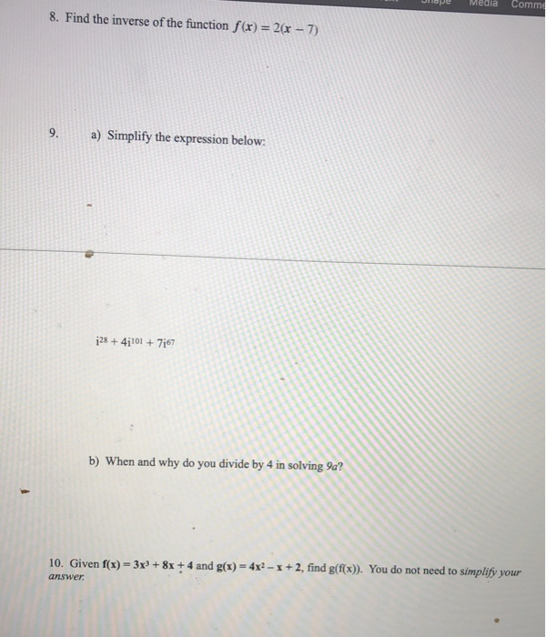 Solved 8. Find the inverse of the function f(x) = 2(x - 7) | Chegg.com