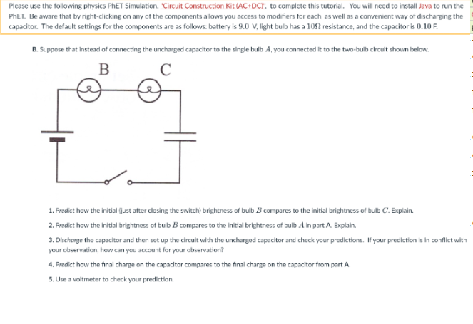 Solved Please use the following physics PhET Simulation, | Chegg.com