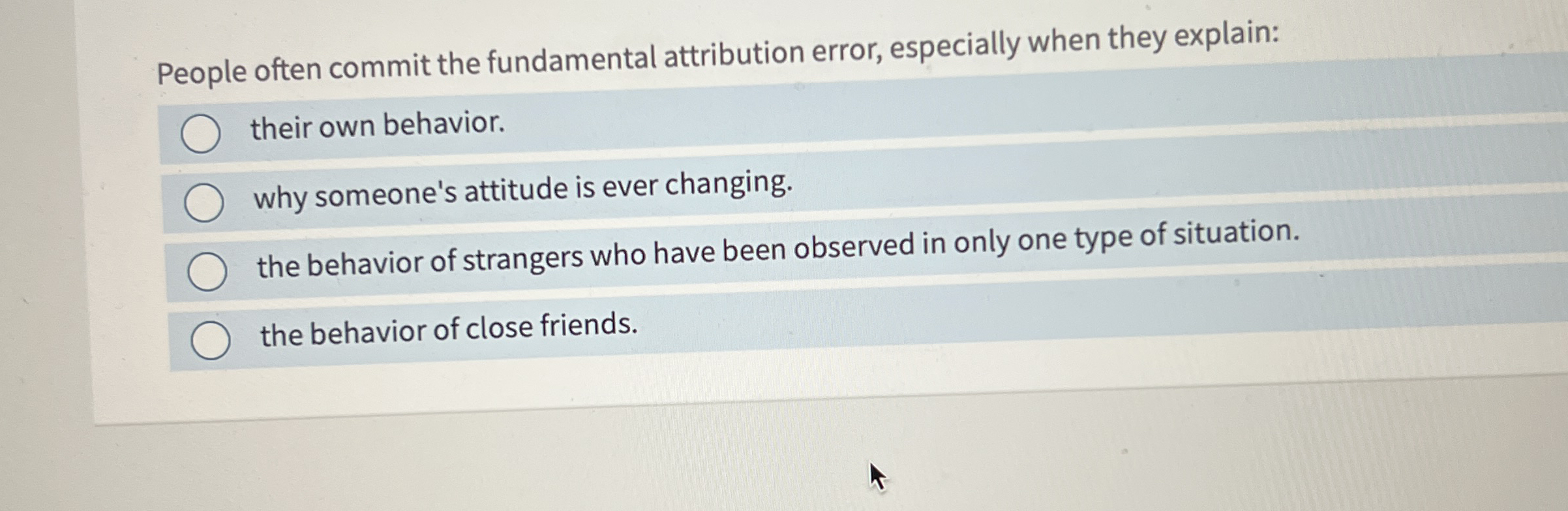 Solved People often commit the fundamental attribution | Chegg.com