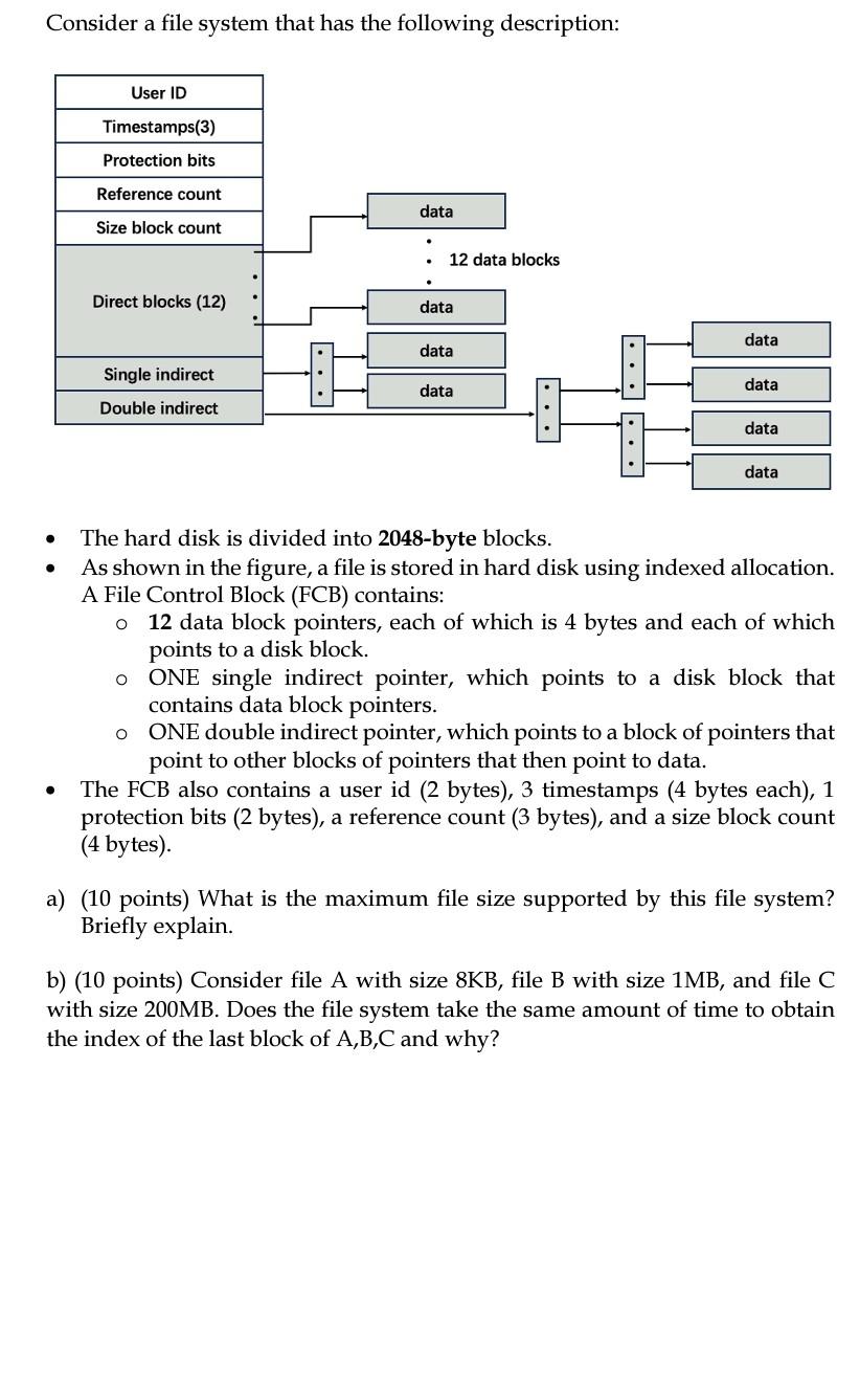 Solved Consider a file system that has the following | Chegg.com