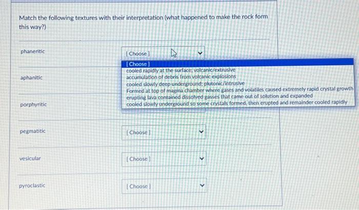 Solved Match the following textures with their definition. | Chegg.com
