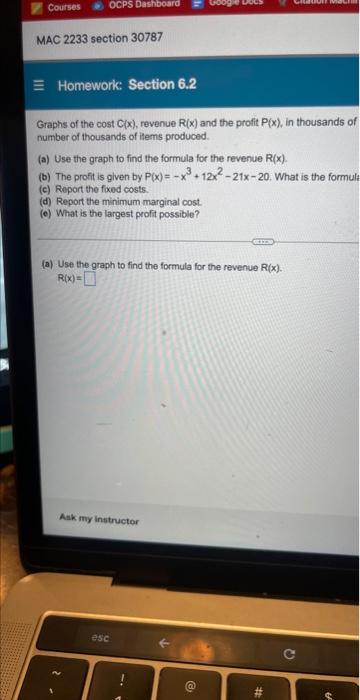 Solved Courses OCPS Dashboard MAC 2233 section 30787 | Chegg.com