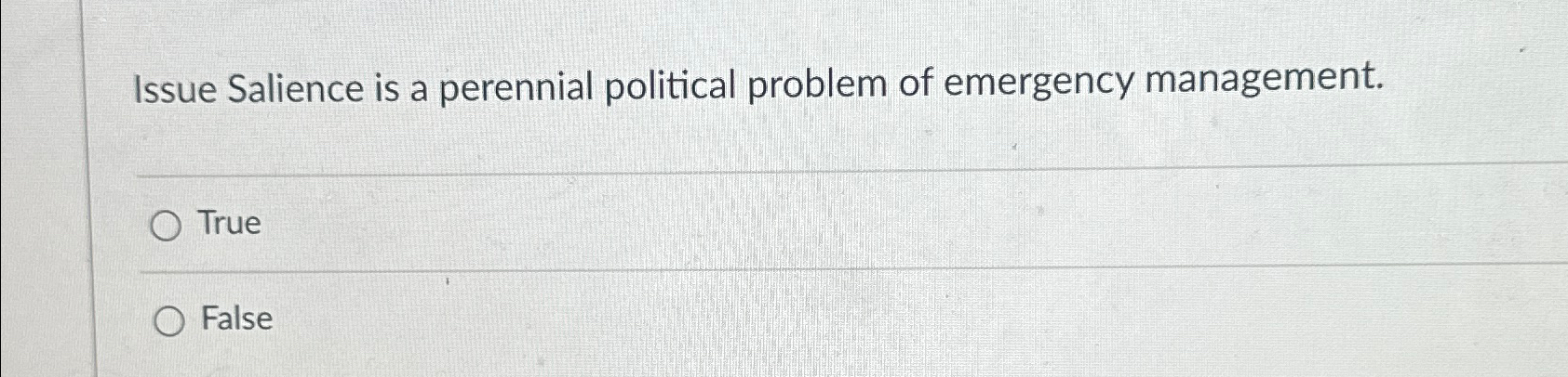 Solved Issue Salience is a perennial political problem of | Chegg.com