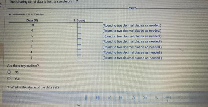 Solved The following set of data is from a sample of n=7. | Chegg.com