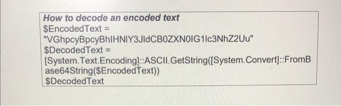 Solved art 1: PowerShell Operators The use of Living off the | Chegg.com