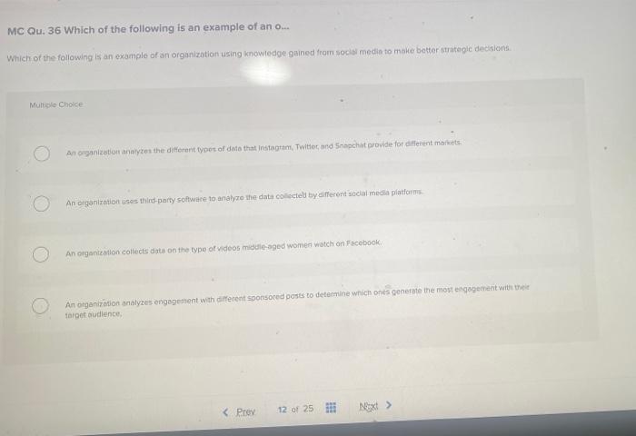 Solved MC Qu. 36 Which of the following is an example of an | Chegg.com