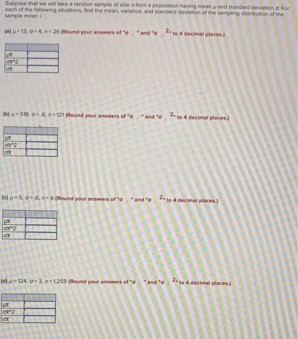 Solved Suppose that we will take a random sample of size n | Chegg.com