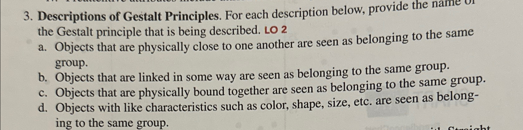 Solved Descriptions of Gestalt Principles. For each | Chegg.com