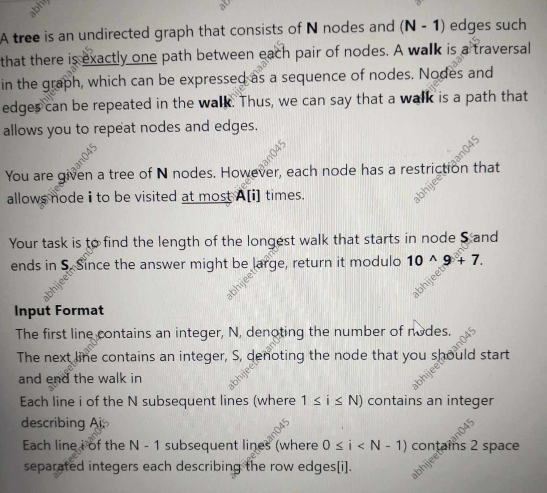 A tree is an undirected graph that consists of N | Chegg.com