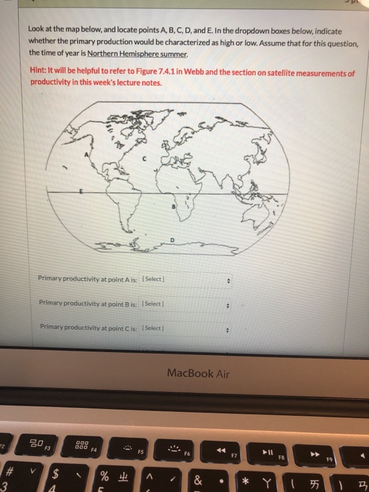 Solved Look at the map below, and locate points A, B, C, D, | Chegg.com