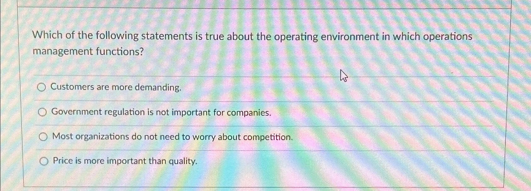 Solved Which of the following statements is true about the | Chegg.com