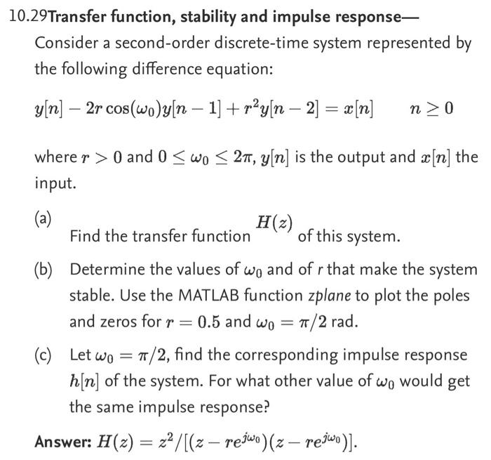Solved 0.29 Transfer function, stability and impulse | Chegg.com