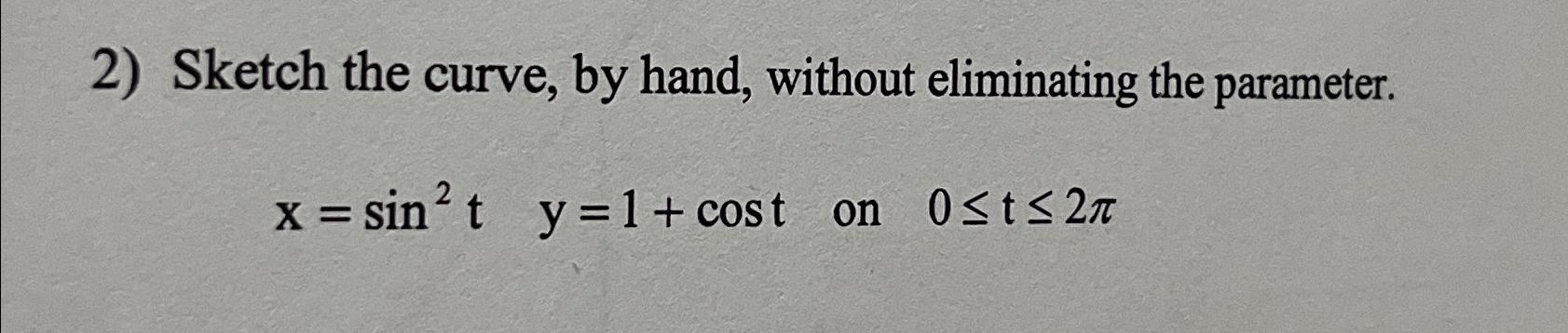 Solved Sketch the curve, by hand, without eliminating the | Chegg.com