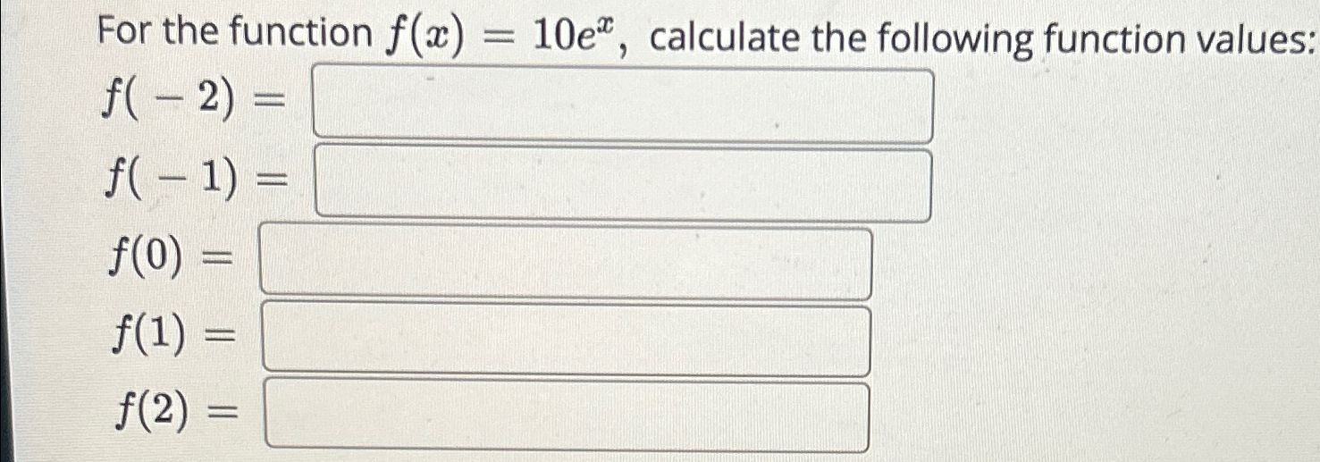 Solved For the function f(x)=10ex, ﻿calculate the following | Chegg.com