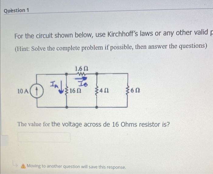 Solved For the circuit shown below, use Kirchhoff's laws or | Chegg.com