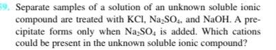 Solved Separate samples of a solution of an unknown soluble | Chegg.com