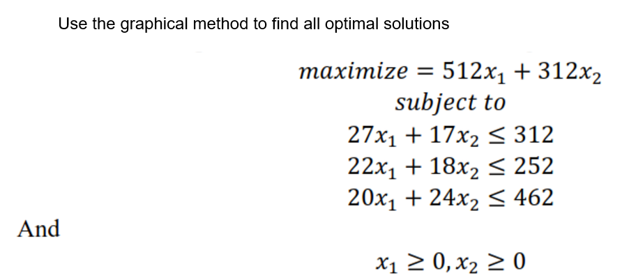 Solved Use the graphical method to find all optimal | Chegg.com