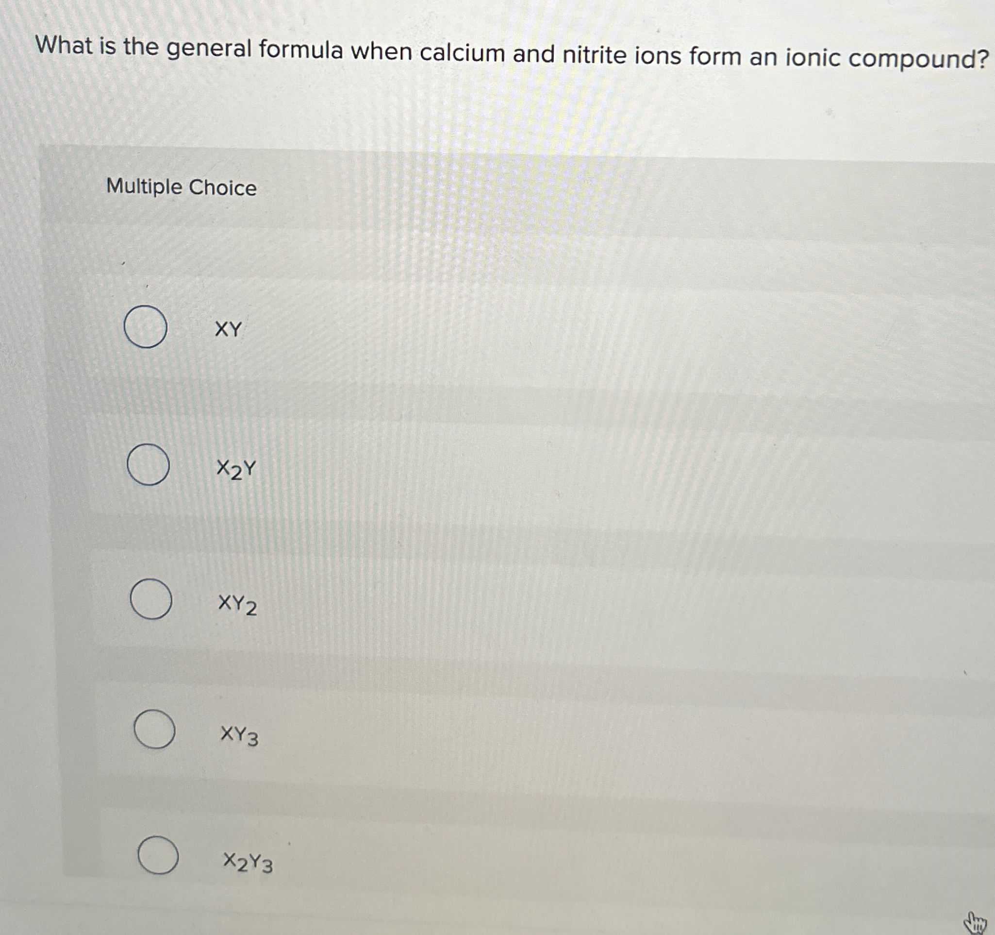 Solved What is the general formula when calcium and nitrite | Chegg.com