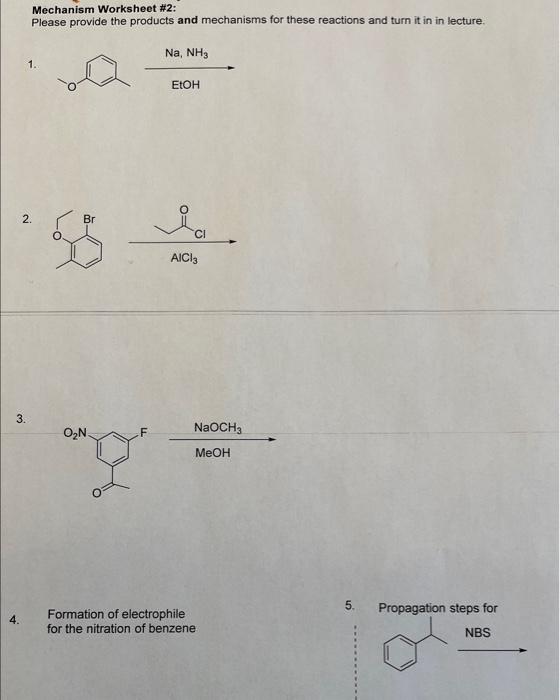 Solved Mechanism Worksheet #2: Please provide the products | Chegg.com