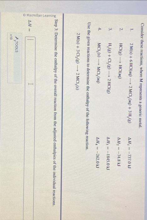 Solved Consider these reactions, where M represents a | Chegg.com