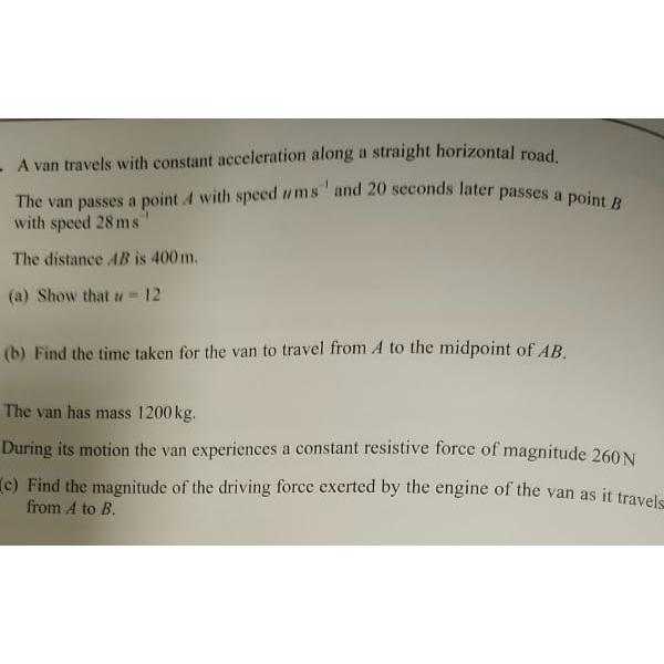 Solved A van travels with constant acceleration along a | Chegg.com