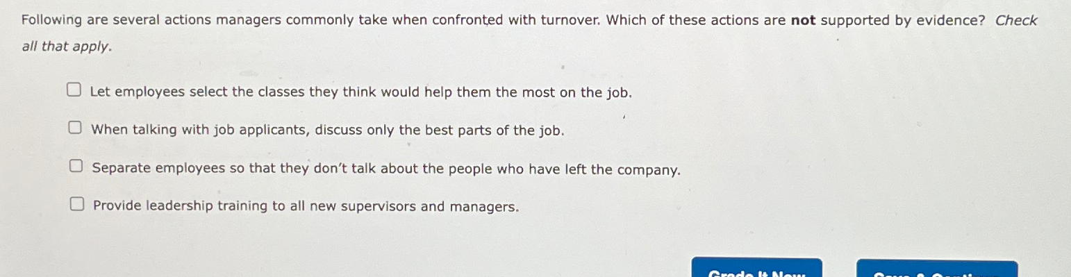 Solved Following are several actions managers commonly take | Chegg.com